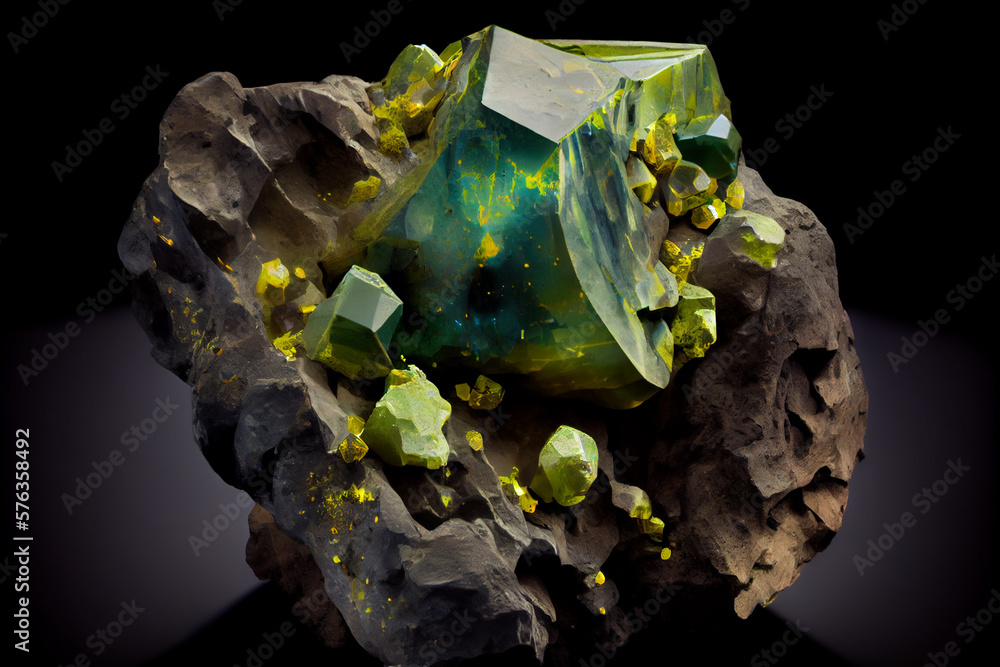 Uranium ore, a dark and foreboding image of a jagged rock face, riddled ...