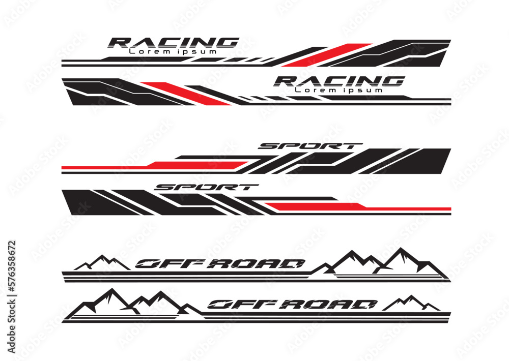 Side car body vector stripes decal. Vehicle vector Decal Stripes for ...