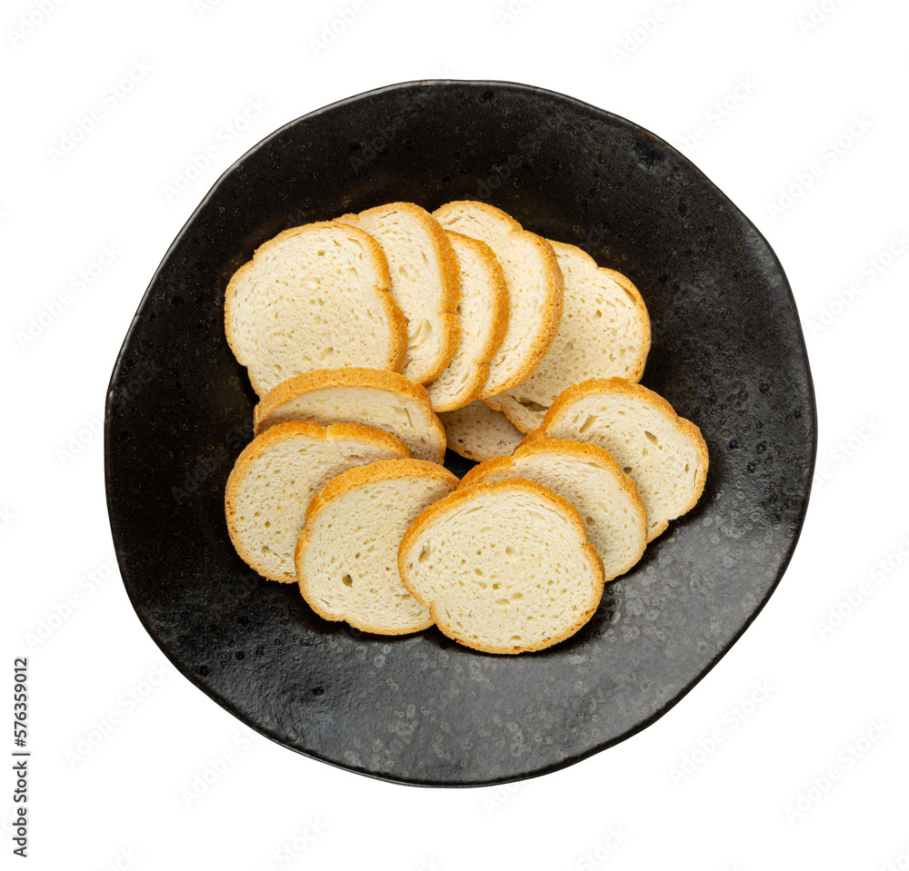 Dry Round Crackers Isolated, Sliced French Baguette Bread, Crunchy ...