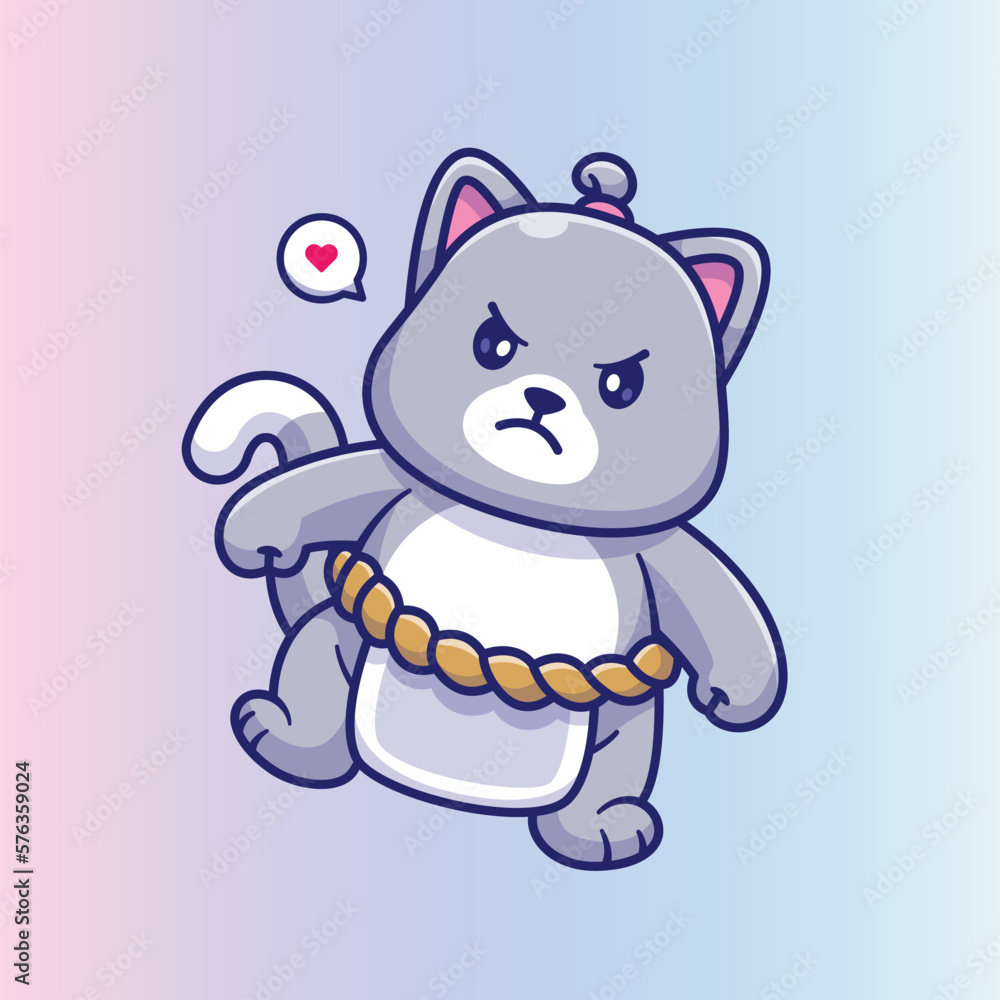 vector cute cat sumo cartoon vector icon illustration. animal sport ...
