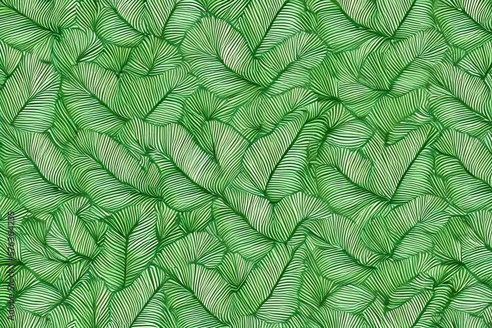 Green plant and leafs pattern. Pencil, hand drawn natural illustration ...