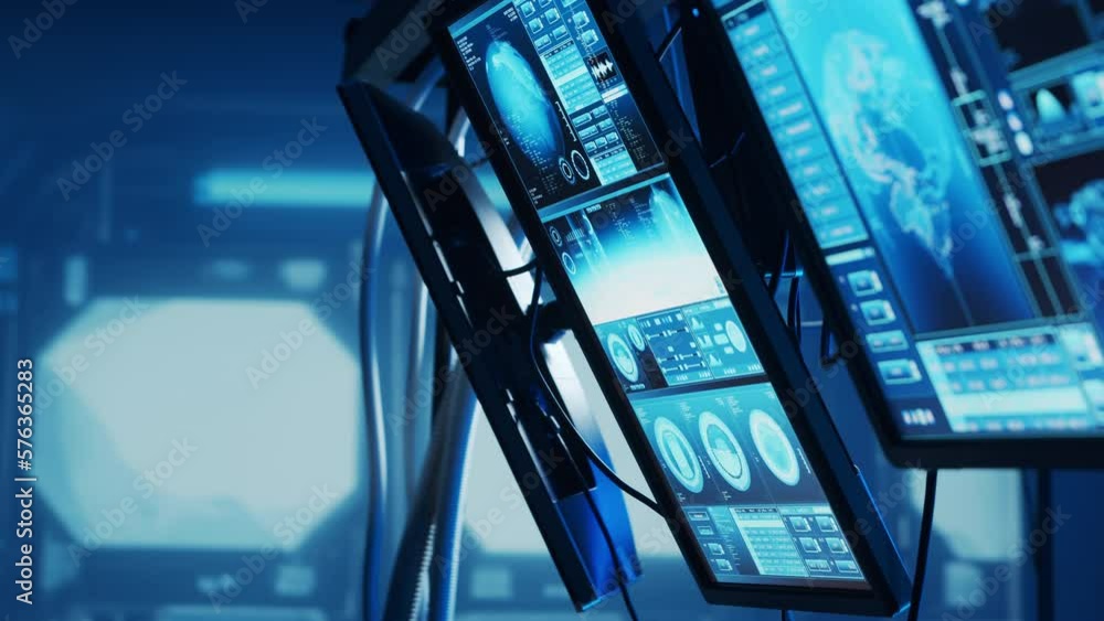 Futuristic spaceship control panel interface. Spacecraft digital ...