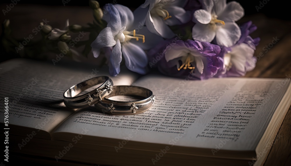 Ilustração do Stock: two wedding rings in wedding ceremony with bible ...
