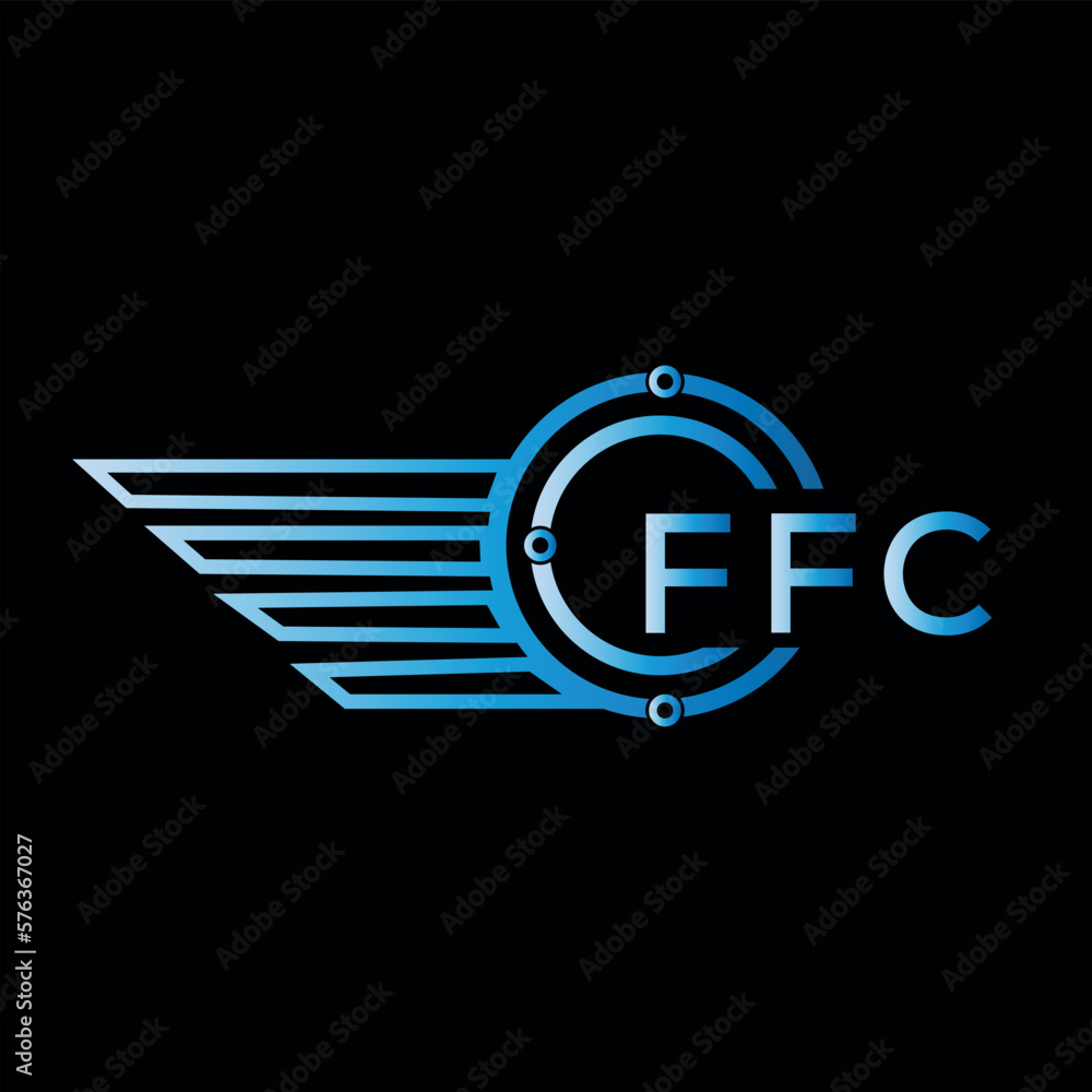 FFC logo, letter logo. FFC blue image on black background. FFC ...
