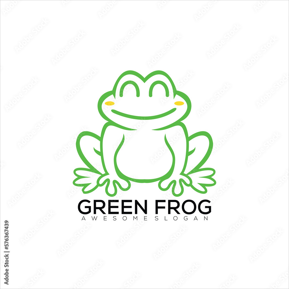 frog logo design line art color Stock Vector | Adobe Stock