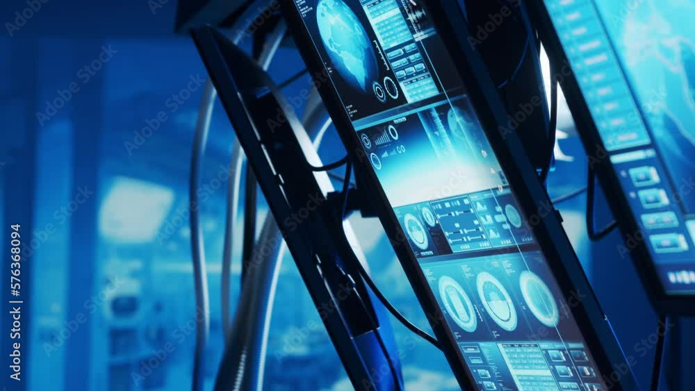 Video „Futuristic spaceship control panel interface. Spacecraft digital ...