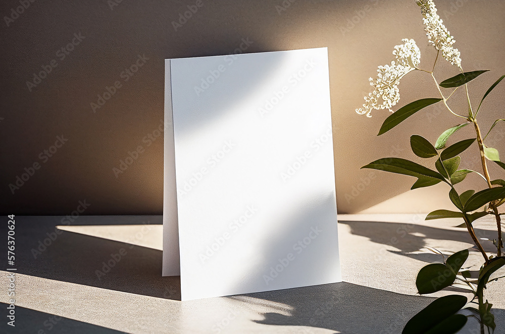 Blank wedding card invitation mock up with natural flower for decorated ...