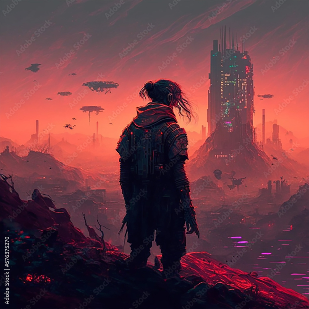 Cyberpunk Destruction Stock Illustration | Adobe Stock
