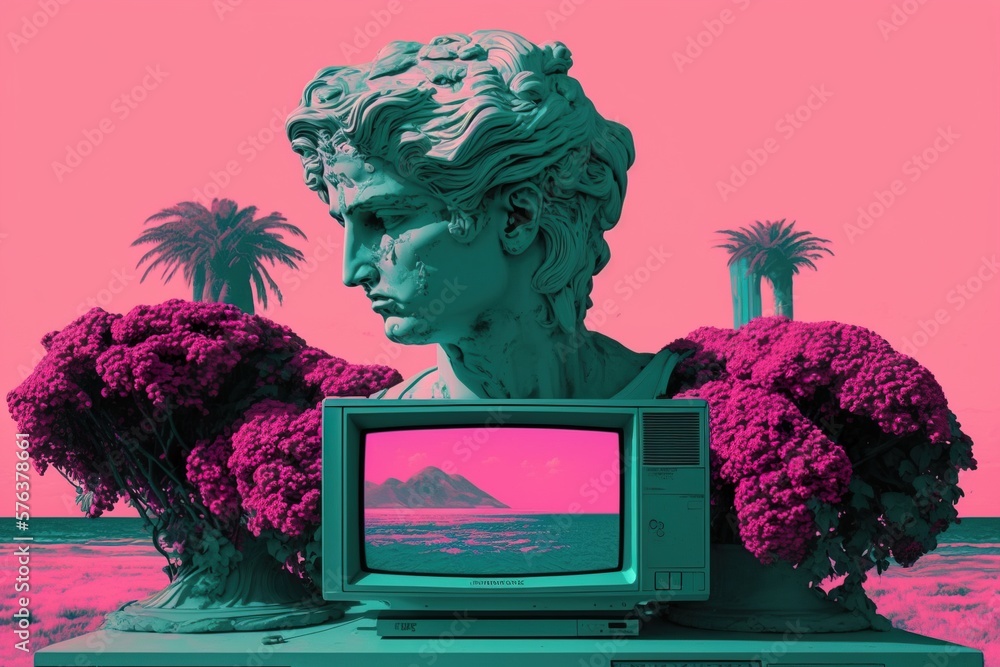 Vaporwave 80s wallpaper. Unusual Combination of Cyberpunk Aesthetics ...