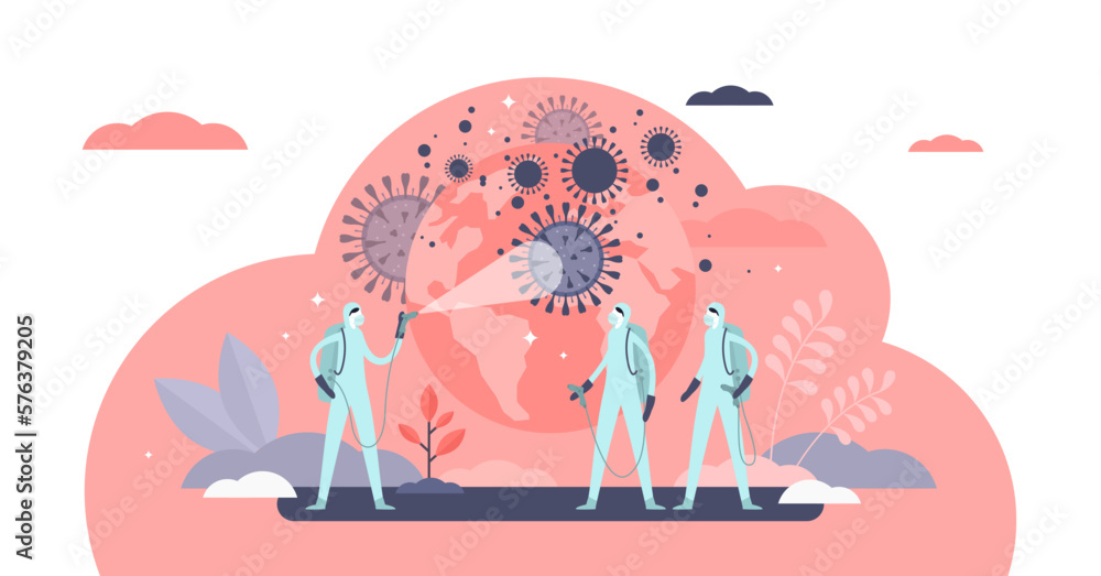 Pandemic crisis rescue operation , flat tiny person health care workers ...