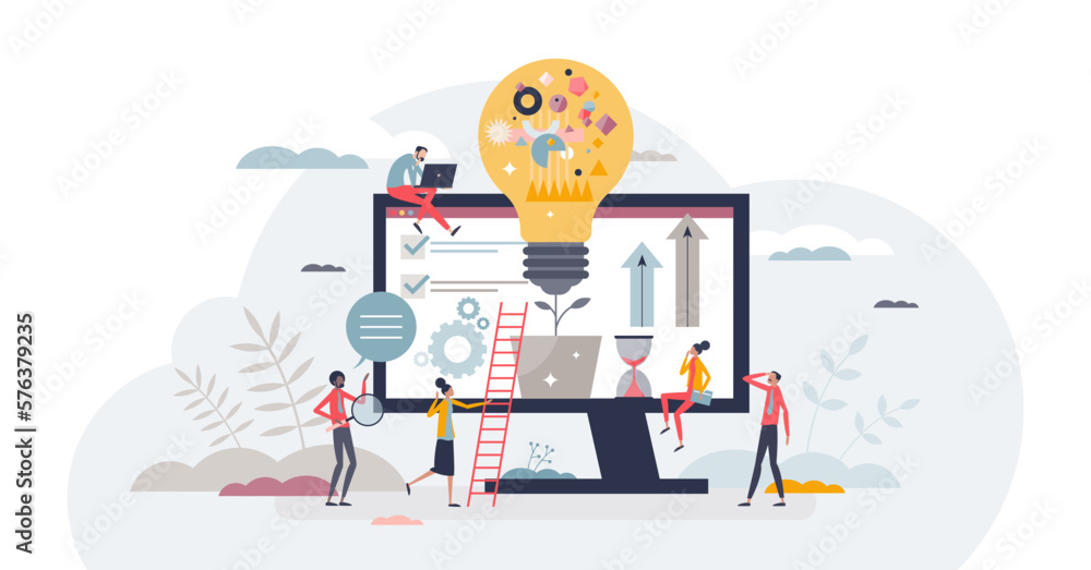 Product development as new idea launch process management tiny person ...