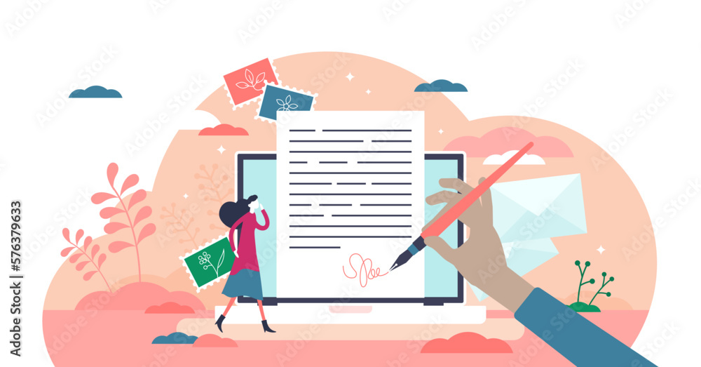 Writing letter as online email message, transparent background ...