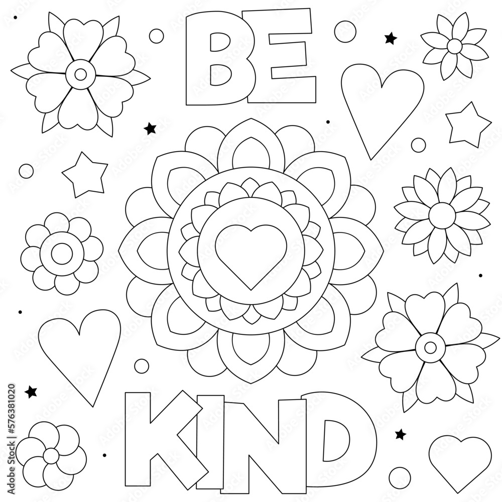 Be kind. Coloring page. Vector illustration of lowers Stock Vector ...