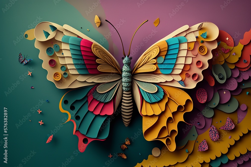 Visually stunning image of a beautiful 3D digital butterfly, featuring ...