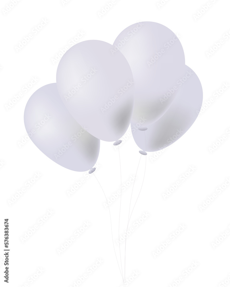 White balloons PNG. on transparent background. Stock Illustration ...