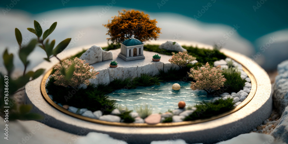 Digital 3D illustration Miniature of futuristic ecological houses. A ...