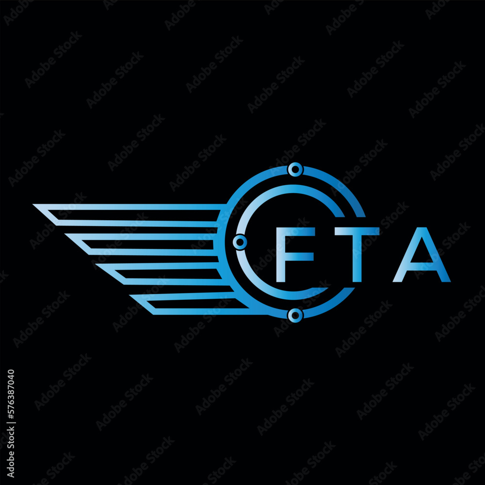 FTA logo, letter logo. FTA blue image on black background. FTA ...