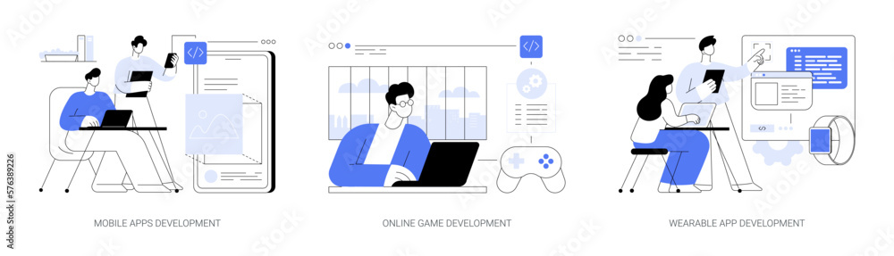 Vetor de Back end engineering abstract concept vector illustrations. do ...