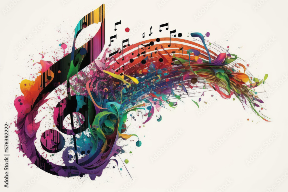 Poster Musical notes. Musical art. Watercolor. Generative AI. – Tableau ...