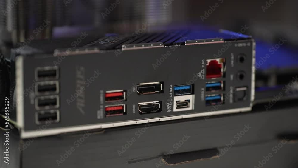 Extreme close-up of unrecognizable man connecting computer graphics ...