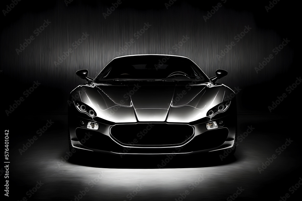 Generic and unbranded sport car on a dark background, generative ai ...