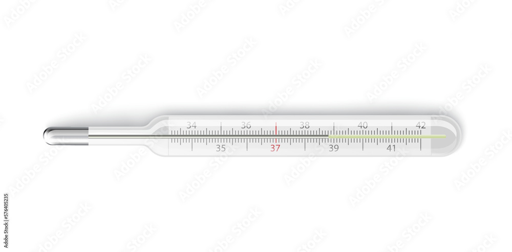 Medical glass mercury thermometer a vector realistic isolated ...