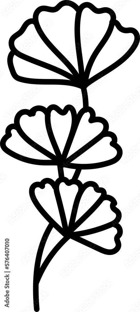 Natural, line art design element with black thin line. PNG with ...