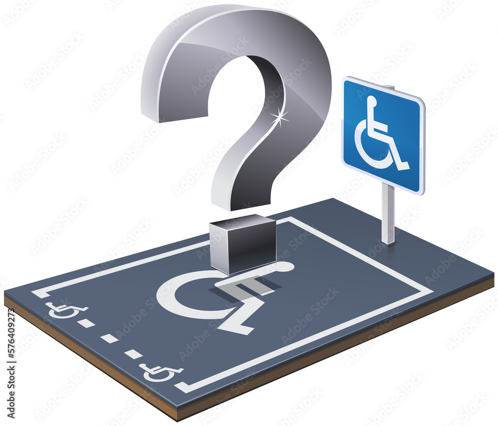 3D disabled parking space with its signage on the ground and its ...