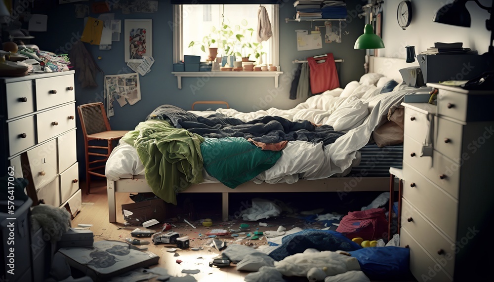 messy room. Generative AI Stock Illustration | Adobe Stock