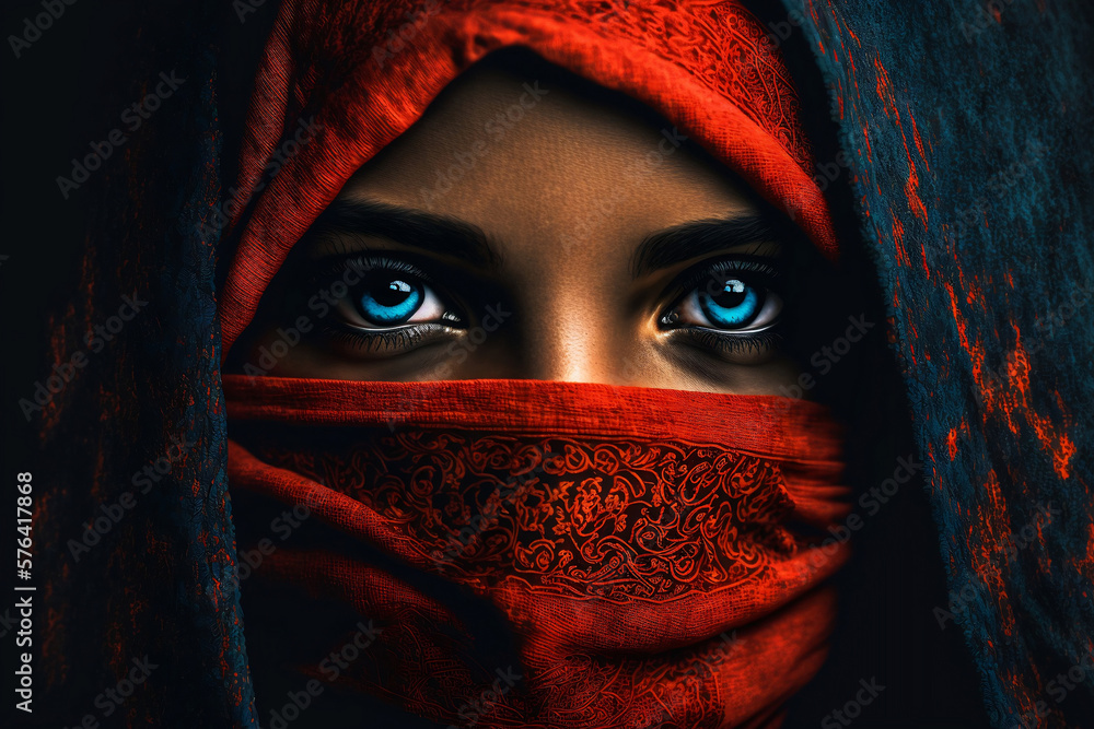 Eyes of Modesty: The Gaze of a Veiled Muslim Woman, Generative AI Stock ...