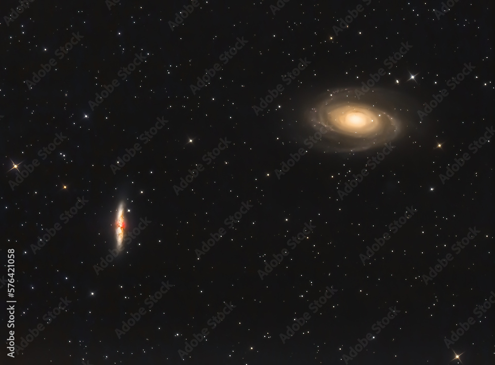 Objet stellaire Messier 81 et Messier 82, galaxie spirale et galaxie du cigare Stock Photo ...