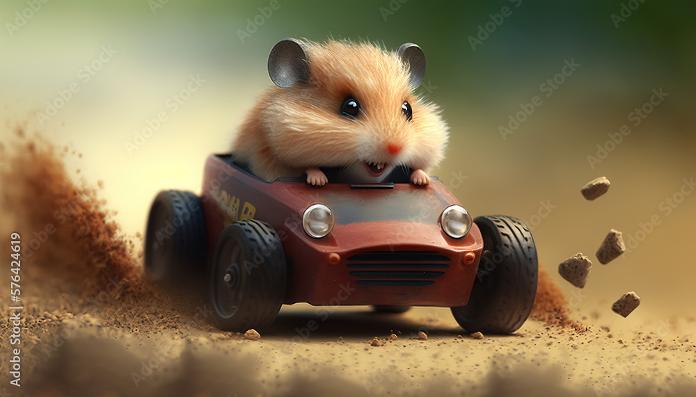 Hamster Driving A Toy Car Generative Ai Stock Illustration Adobe Stock