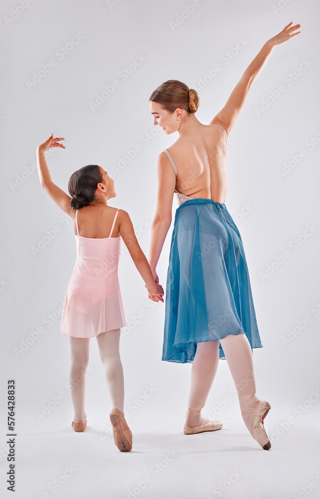 Ballet, back and mentor with girl, training and performance with ...