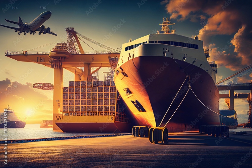 Industrial sea port cargo logistics container import export freight ...