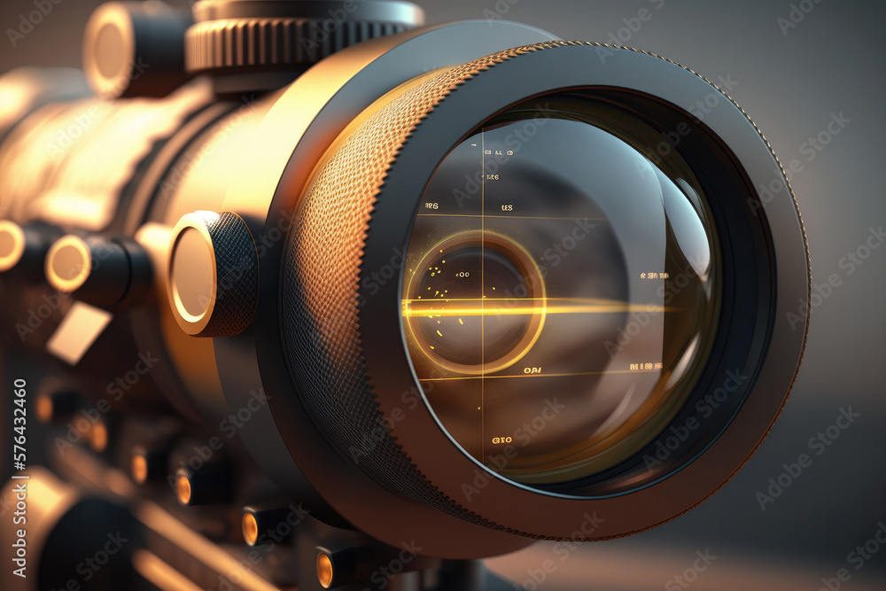 Sniper scope of a sniper rifle close-up. Created with Generative AI ...