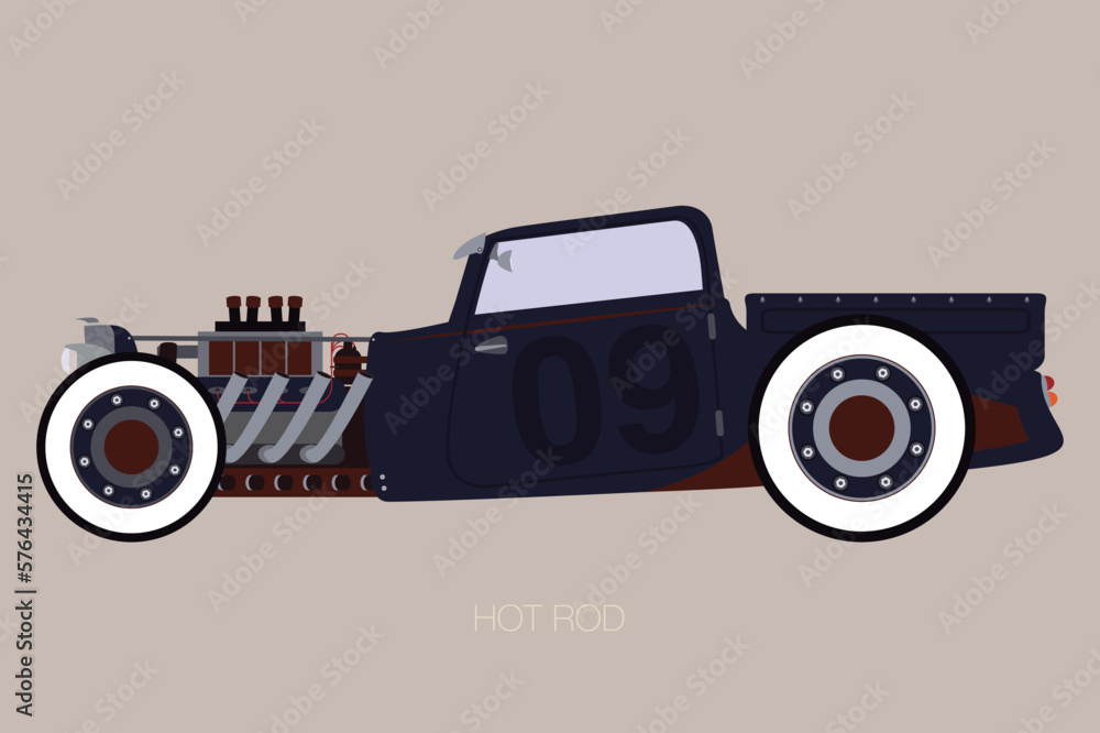 Photo & Art Print pick up hot rod, side view of car, automobile, motor ...