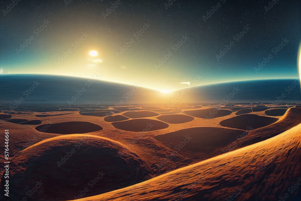 alien landscape at the rising of a star, HDRI, environment map , Round ...