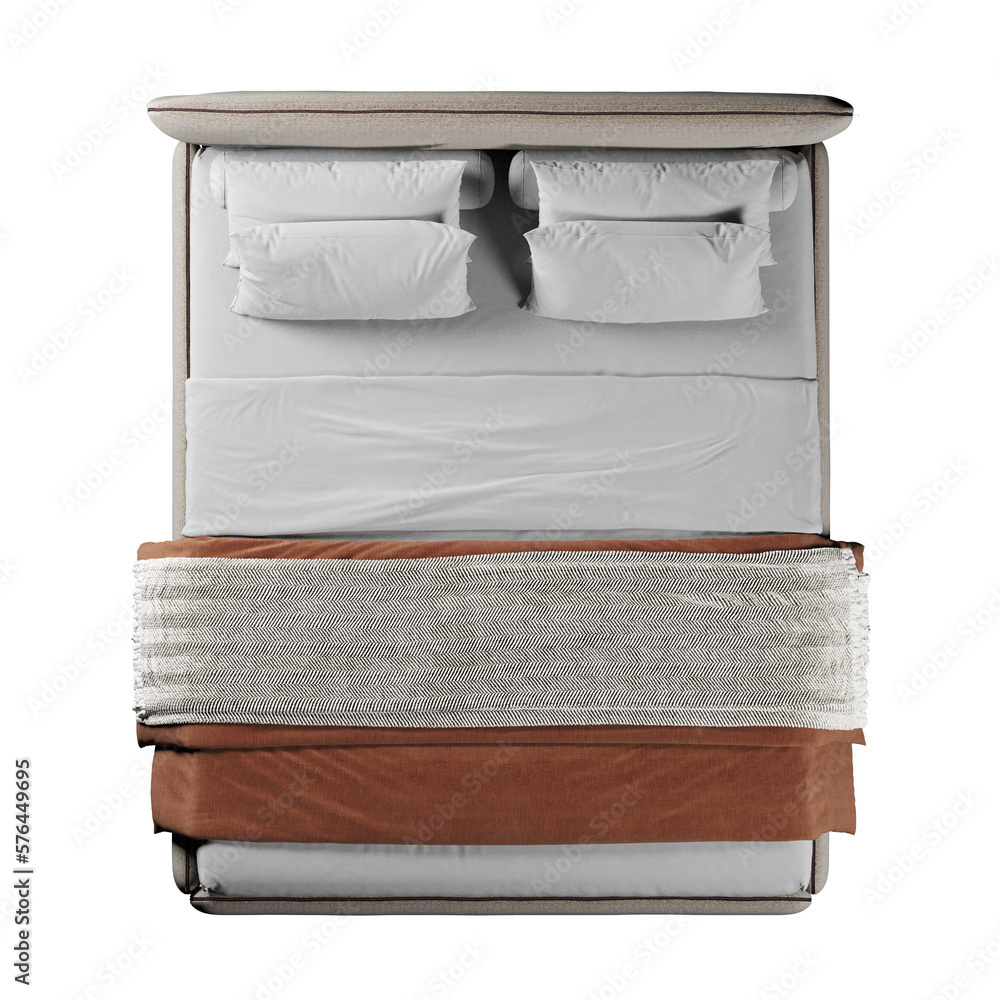 Top view of double bed with headboard Stock Photo | Adobe Stock