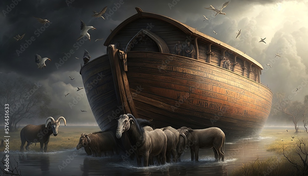 Biblical ark depicted as a wooden ship according to one idea Stock ...
