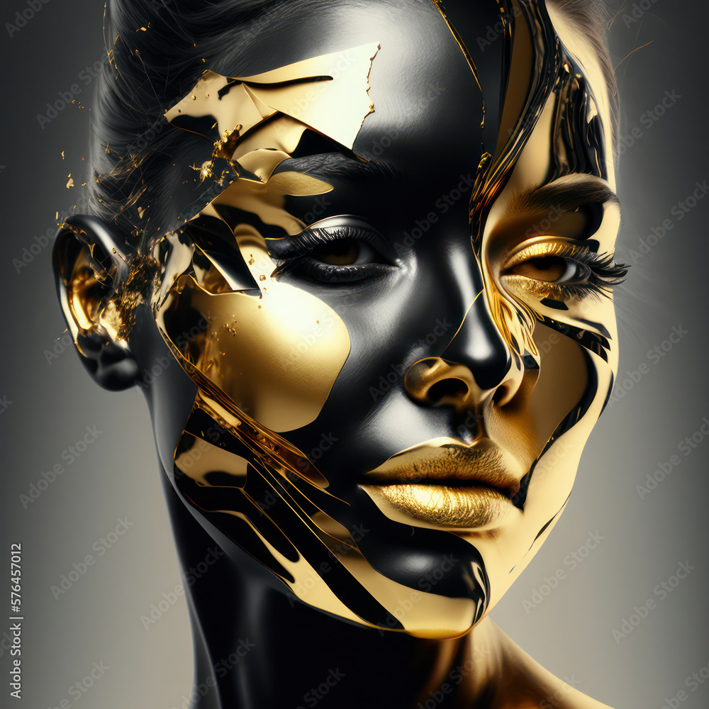 ภาพประกอบสต็อก The skin of a golden woman. Beauty fashion model girl ...