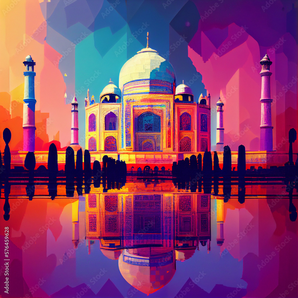 taj mahal art Stock Illustration | Adobe Stock