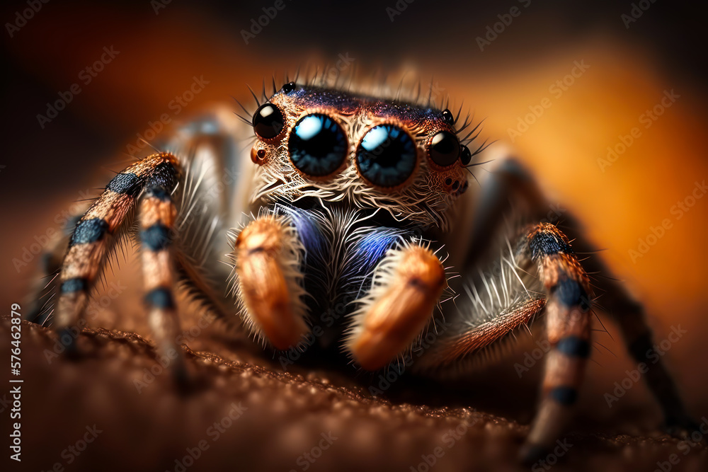 Small spider close up portrait. Eyes of spider close up. Spider looking ...