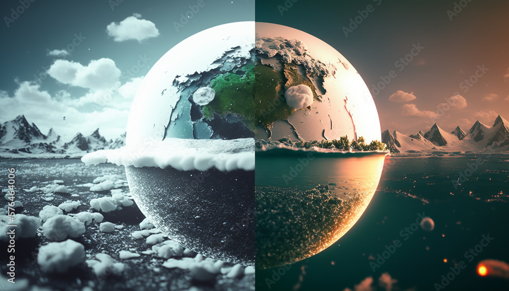 example planet climate change with green plants and drought .Pollution ...