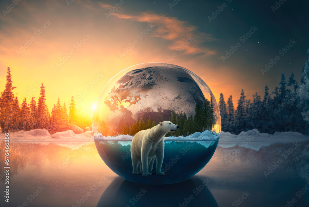 Polar Bear in a Winter Wonderland: World Environment Day Concept to ...