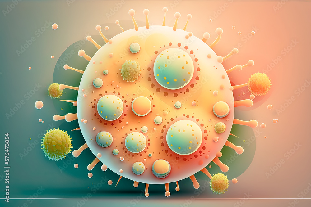 Virus cell art, cancer cell, t-cell, bacteria of various shapes on ...