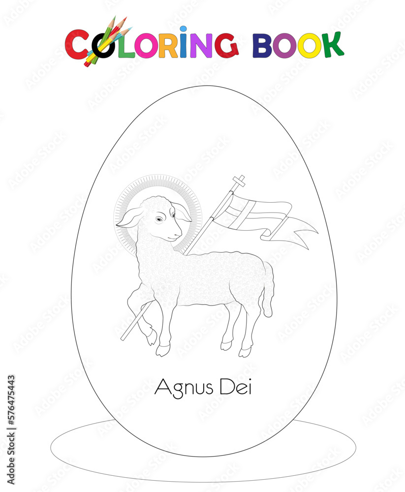 Poster Malvorlage Osterei Agnus Dei mit Osterlamm und Siegesfahne ...