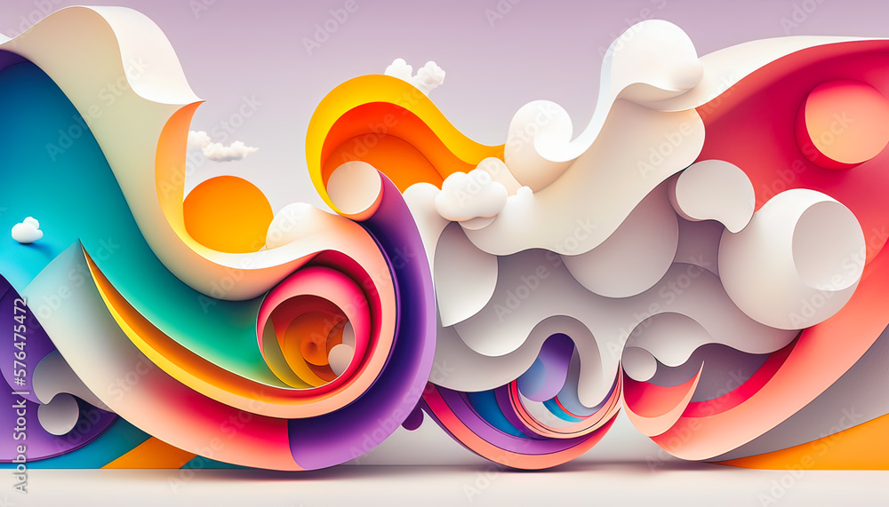 Abstract background with shapes, ata stream, transformation, clouds ...