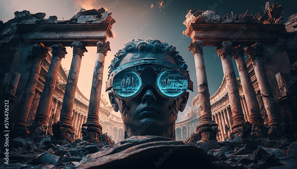 futuristic ancient egyptian roman gods cyborgs created with generative ...