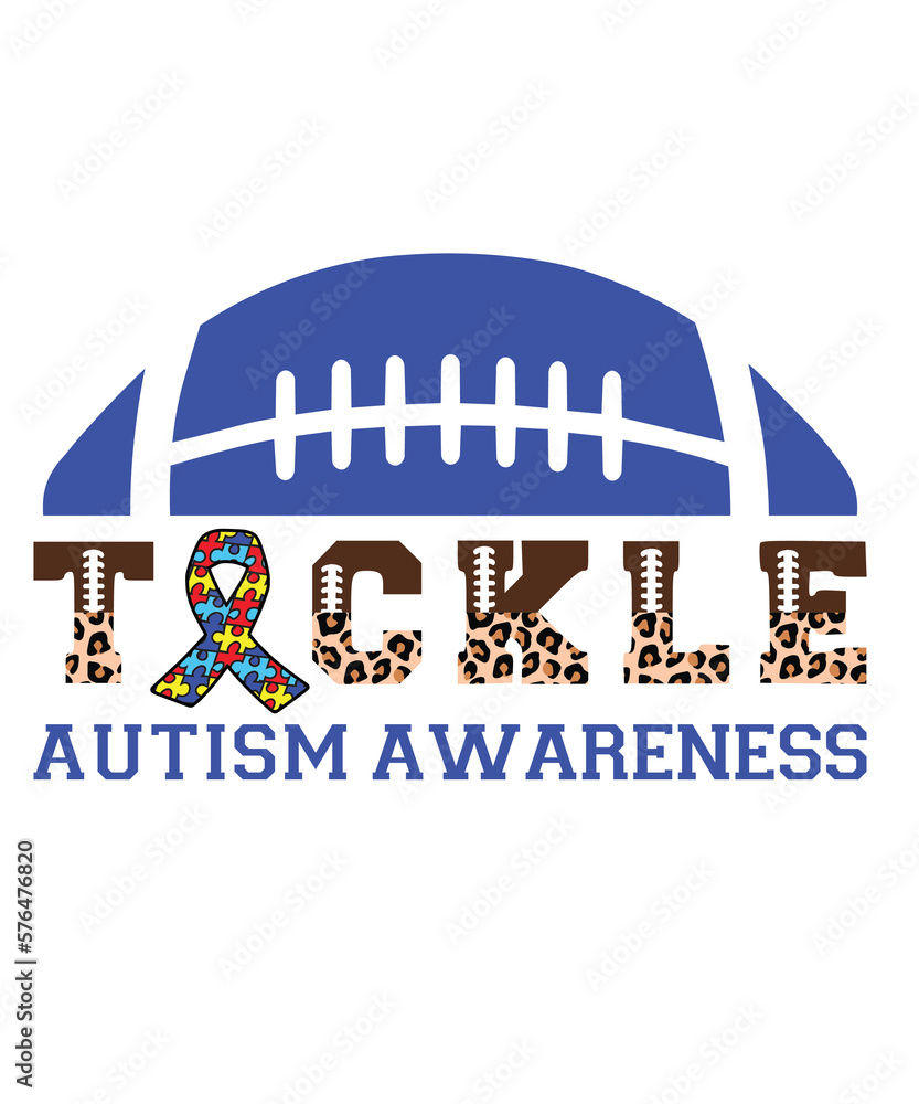 tackle autism awareness Svg png, autism football svg, Puzzle Svg ...