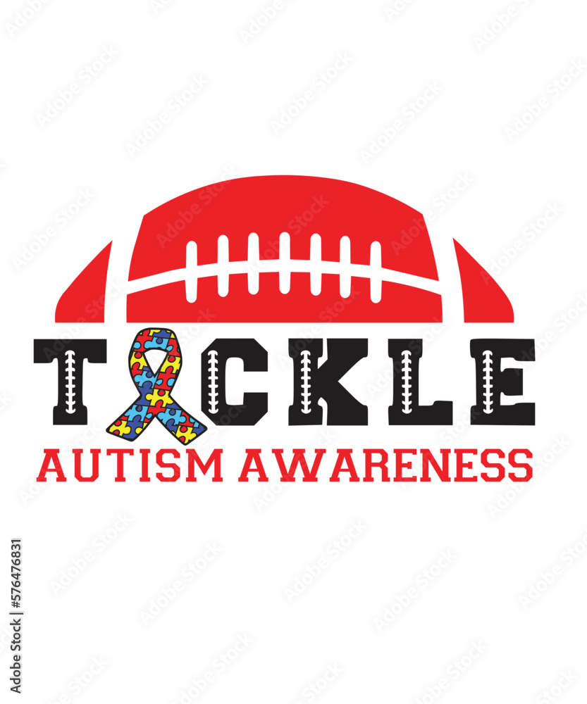tackle autism awareness Svg png, autism football svg, Puzzle Svg ...
